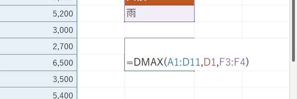 DMAX関数の使い方と実例。指定された条件の最大値を取得する│Excel | Webs│ビジネスのIT・テクノロジー活用